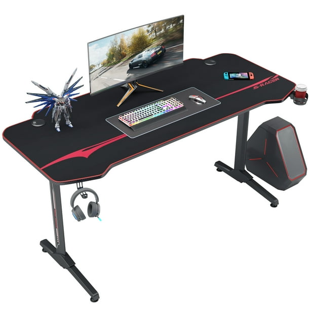 Homall 55" T-Shaped Gaming Desk PC Laptop Computer Desk with Cup Holder ...