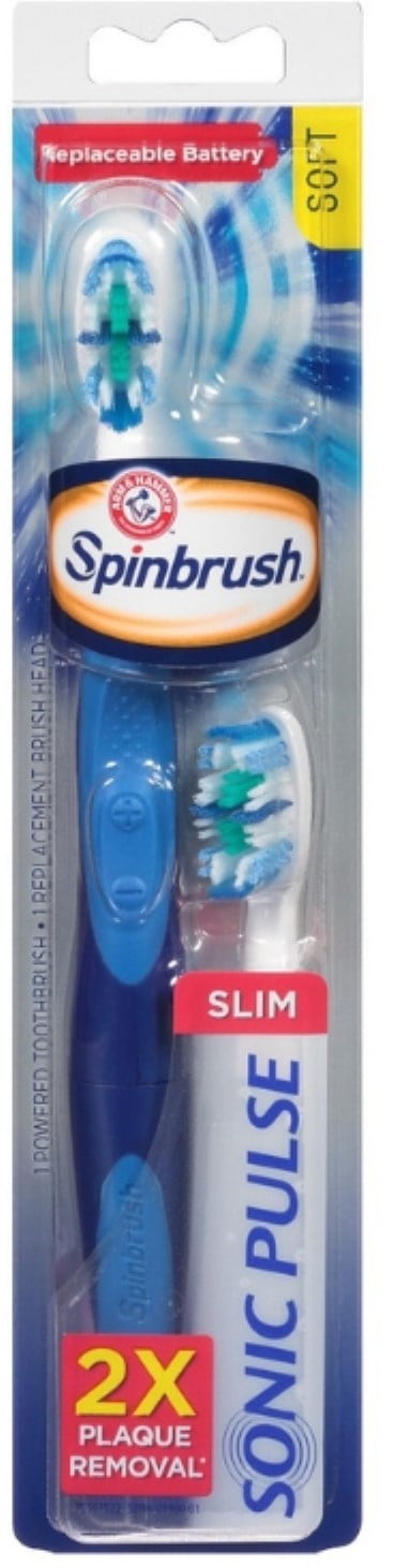 ARM & HAMMER Spinbrush Sonic Pulse Powered Toothbrush, 1 ea (Pack of 2 ...