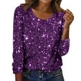 DAFPZW Sequin Tops for Women Sparkly Long Sleeve Shirts Glitter ...