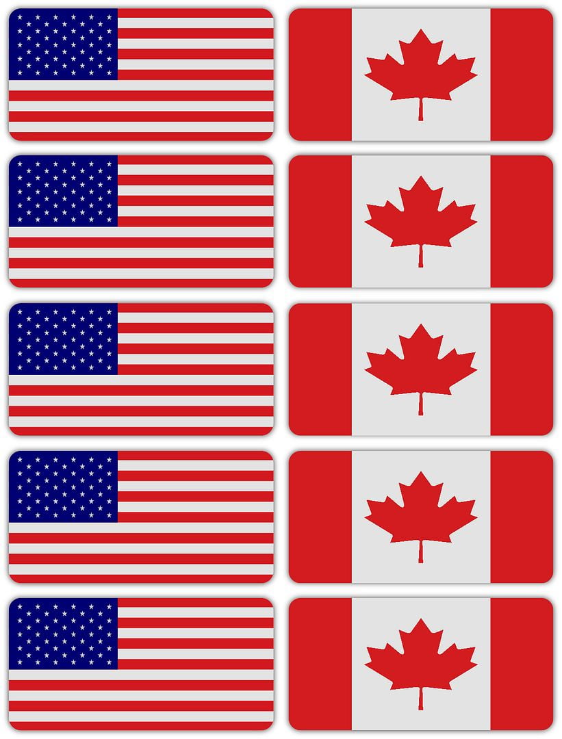 (x10) 3M Reflective Canada and US Flag Stickers | Versatile & High ...