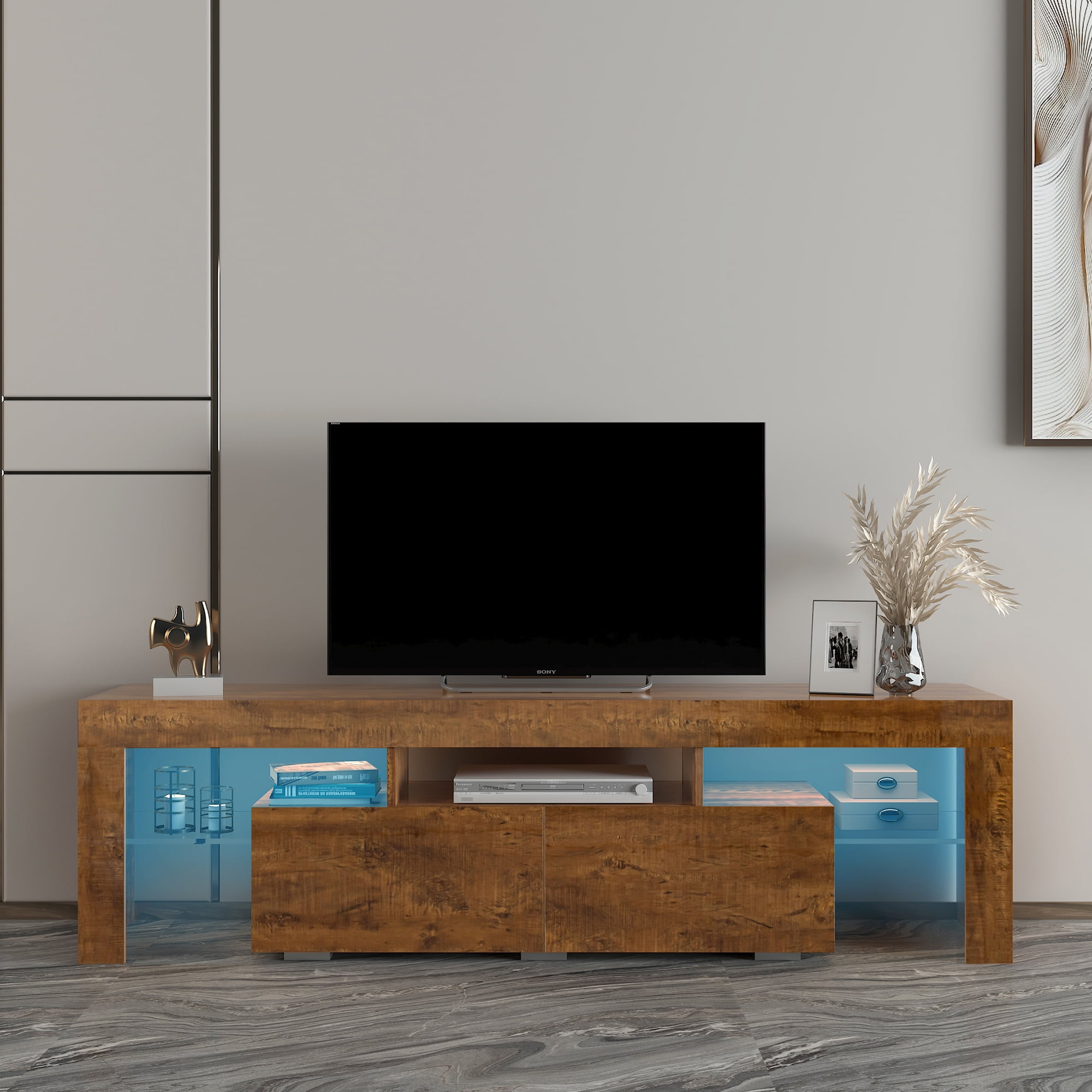 Branax Modern TV Stand, High Gloss Media Console Cabinet up to 70 Inch ...