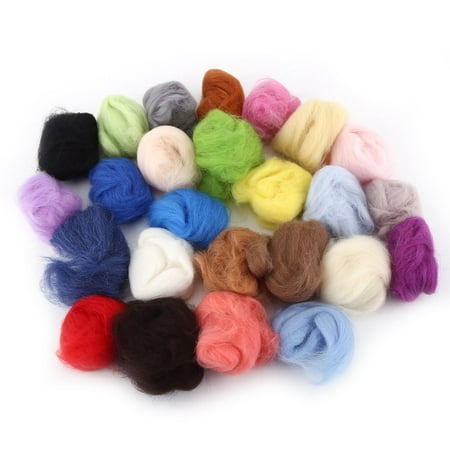 Wool Fiber, 25pcs Mixed Color Wool Needle Felting Fiber Plasticity ...