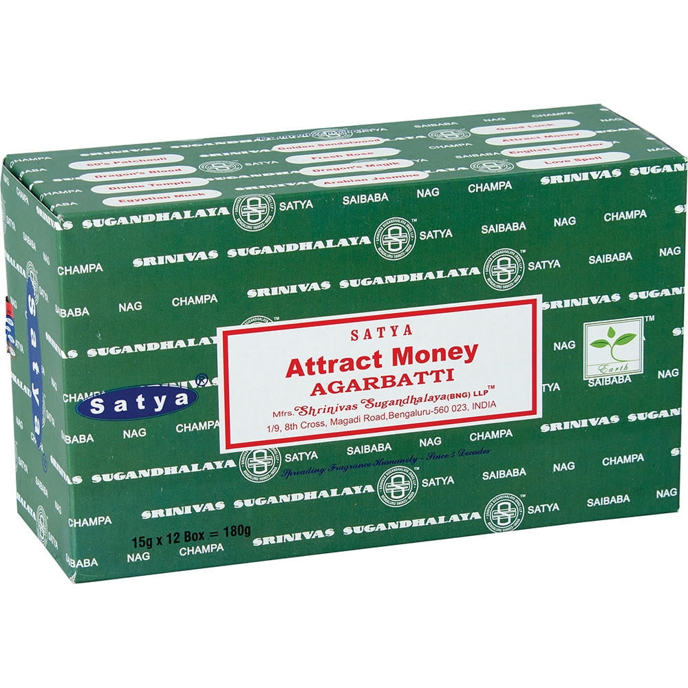 Satya Attract Money Incense Sticks 12 Packs x 15 Grams Box of 180 Grams ...