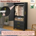 "Lecut Modern 71"" Metal Armoire Wardrobe Closet with 2 Drawers ...