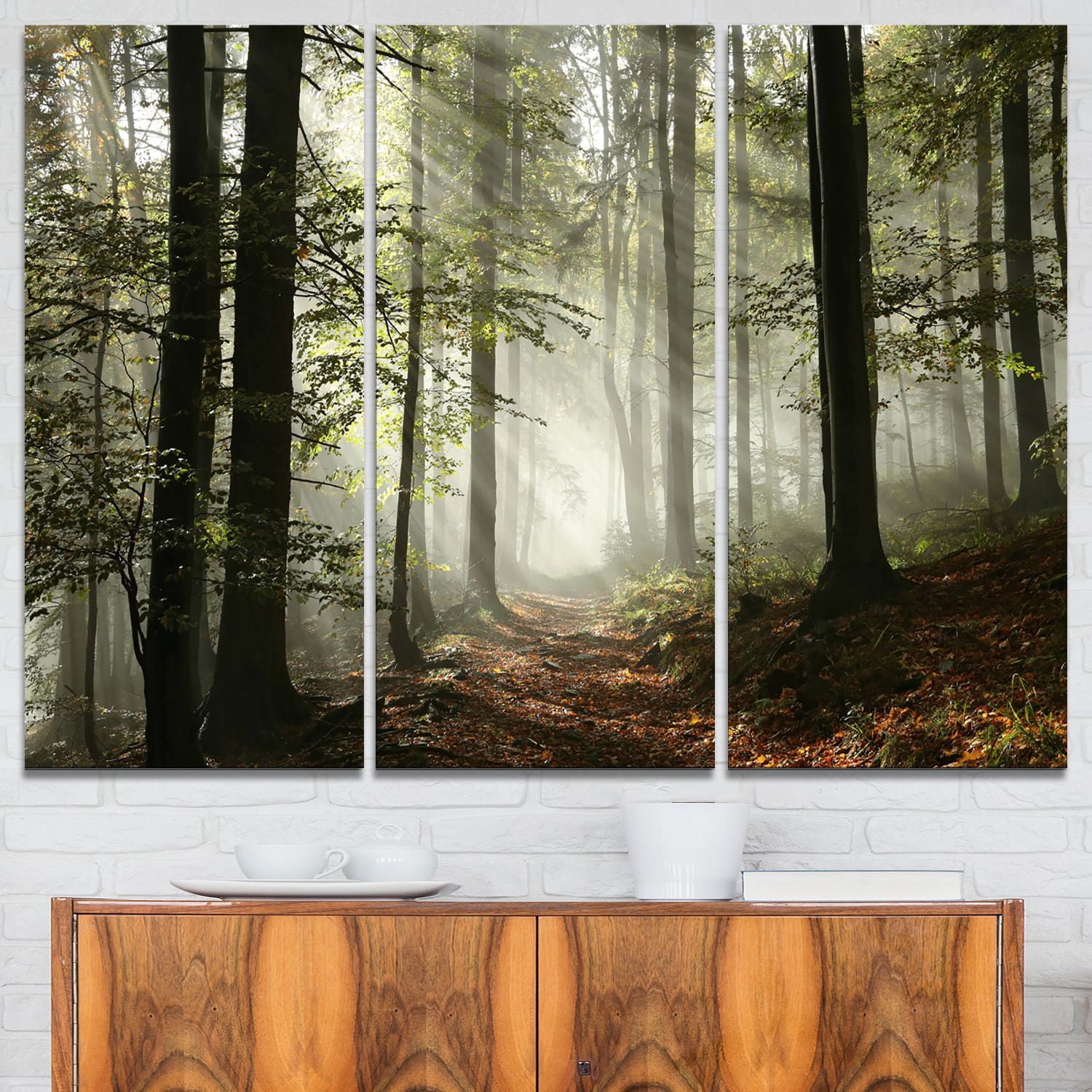 Click here for Designart Design Art Light In Dense Fall Forest Wi... prices