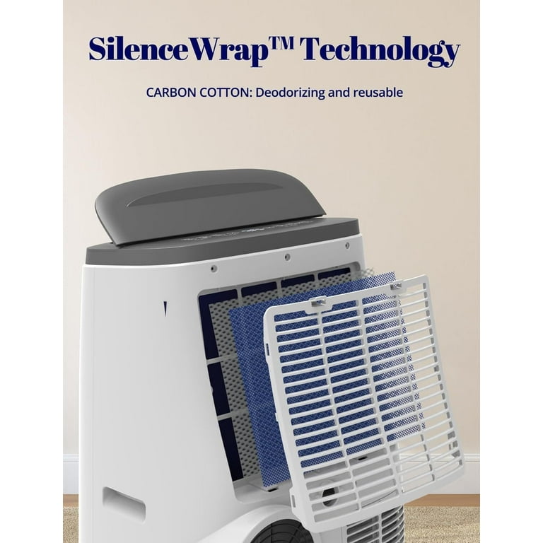 Air Conditioner 14000 BTU Portable Air Conditioner with Remote Control Quiet AC Unit with Cool Grey