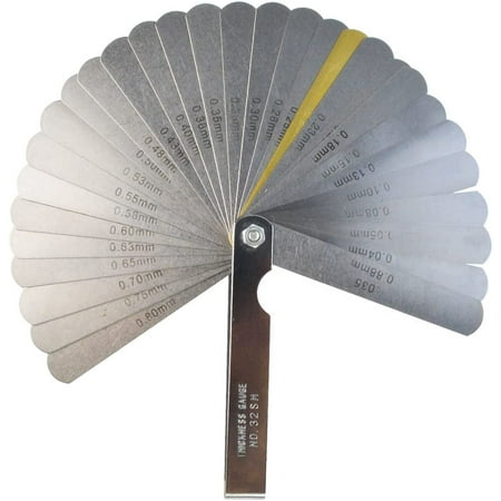 HTAIGUO 32 Blades Steel Feeler Gauge Dual Marked Metric and Imperial Gap Measuring Tool Silver ...