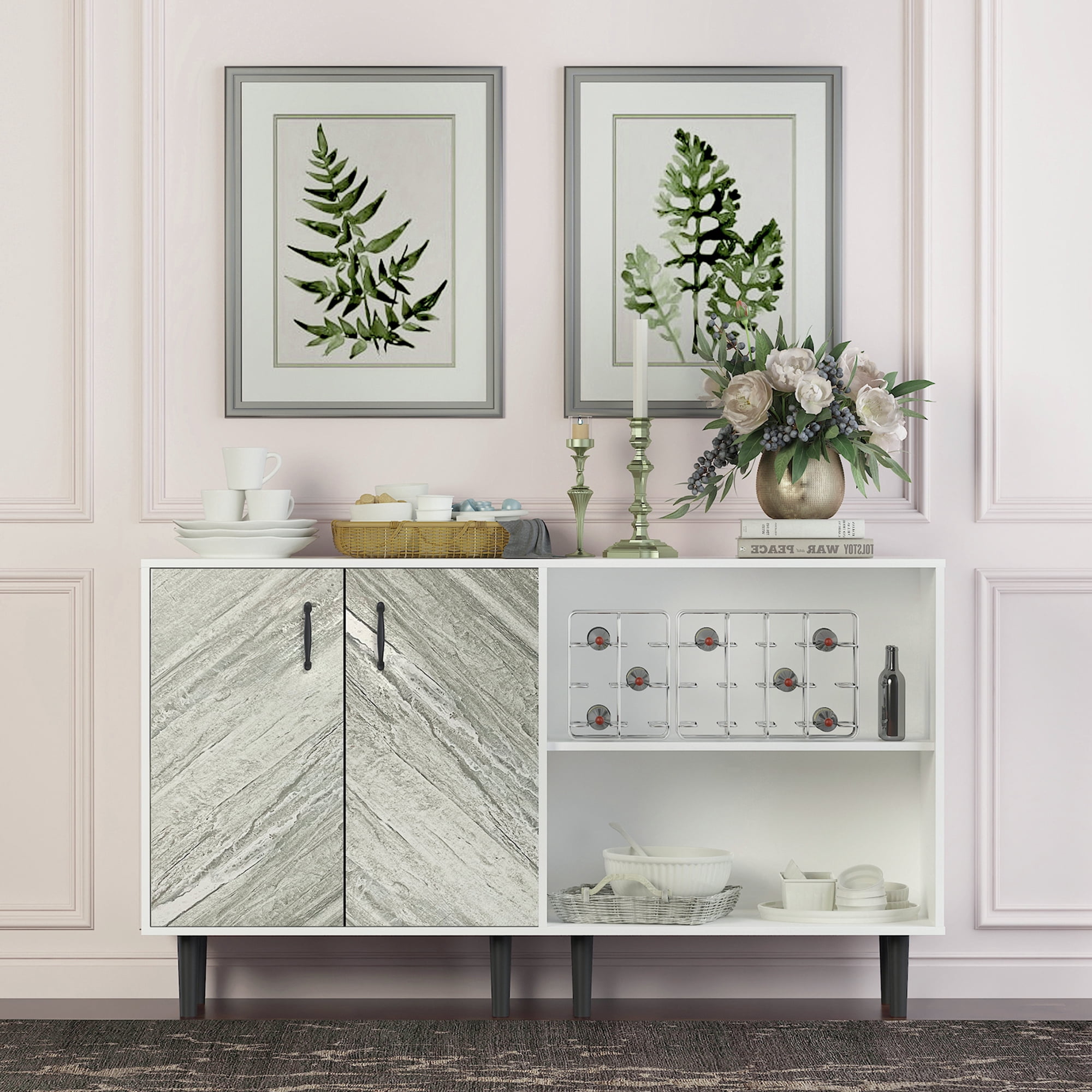 KOFUN Farmhouse Kitchen Buffet Cabinet, Kitchen Buffet Server Cupboard ...