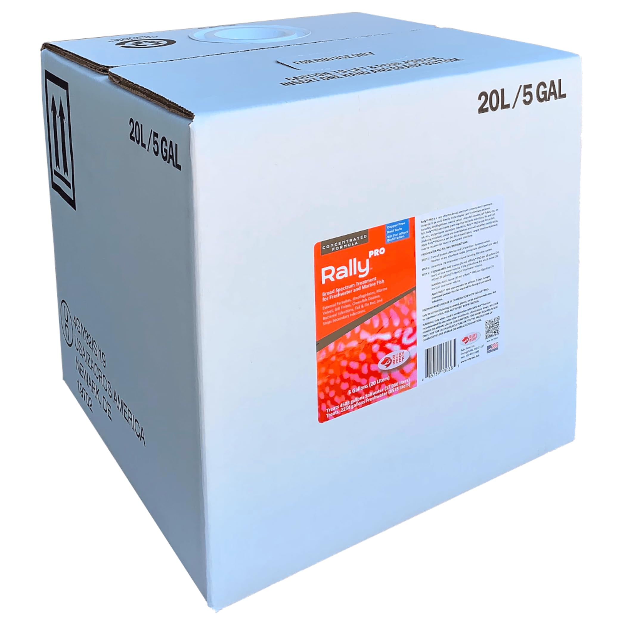 Tratamiento para peces Ruby Reef Rally PRO 19L para la pudrición bacteriana de las aletas ...