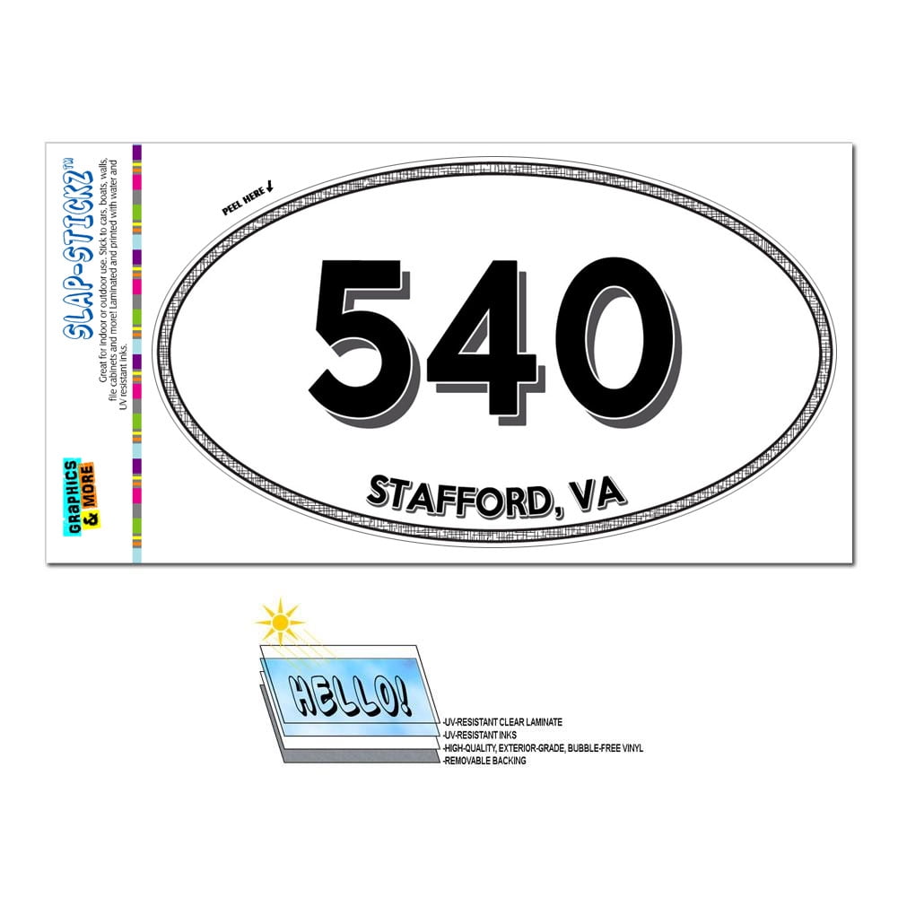 540 - Stafford, VA - Virginia - Oval Area Code Sticker - Walmart.com