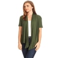 Women's Jersey Short Sleeve Solid Open Front Draped Casual Work Office ...