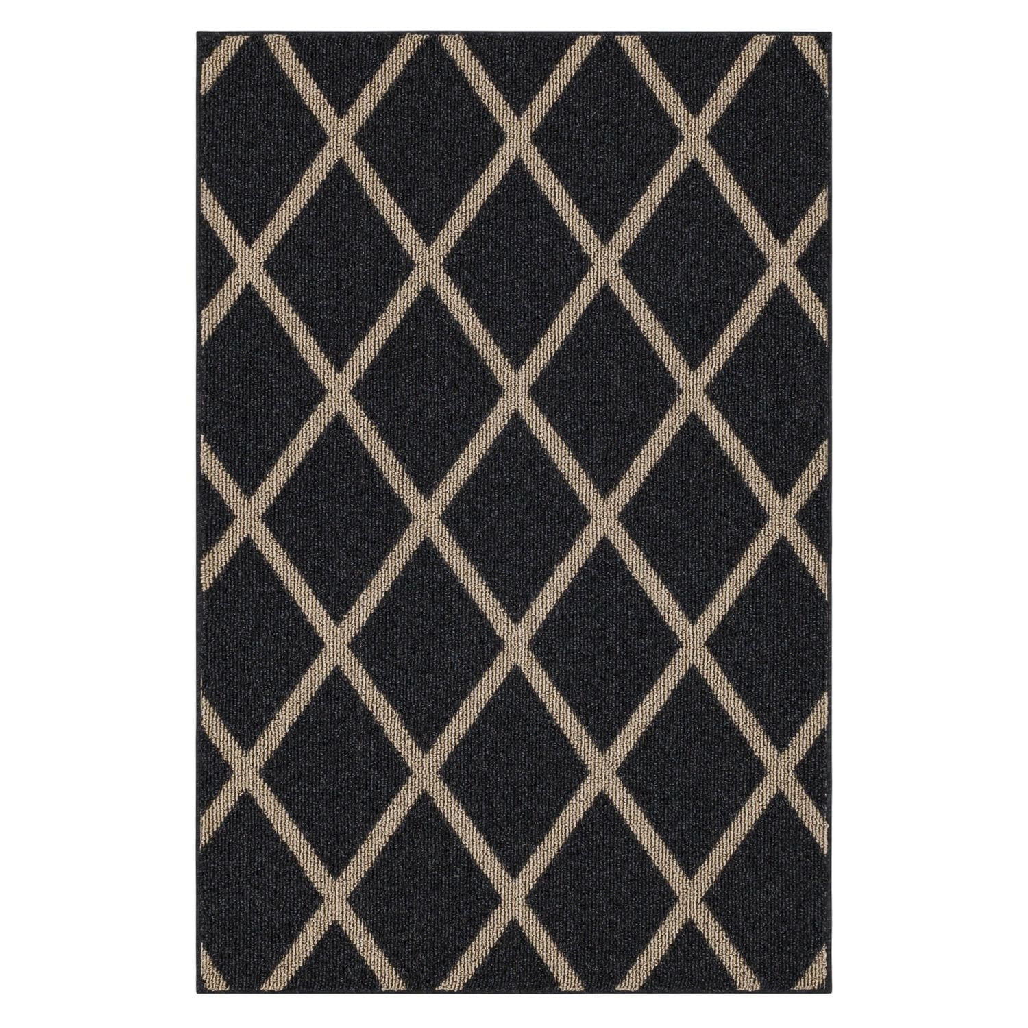 Click here for Mohawk Home Lewis Diamond Near Black/Tan Tufted Po... prices