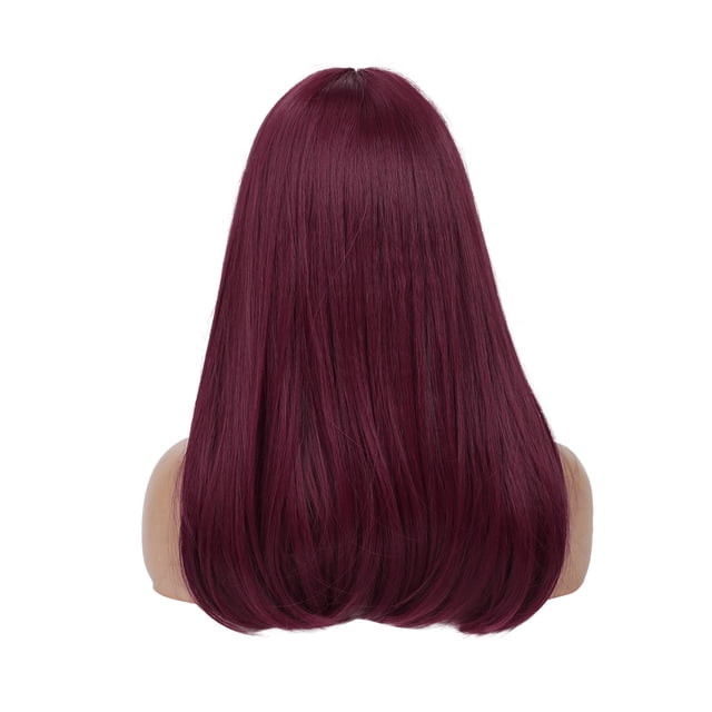 Dengmore 40cm High Temperature Silk Wig Burdy Long Hair Centered Curly ...