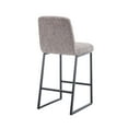 Tufted Upholstered Low Bar Stools with Black Metal Legs and Back, Mid ...