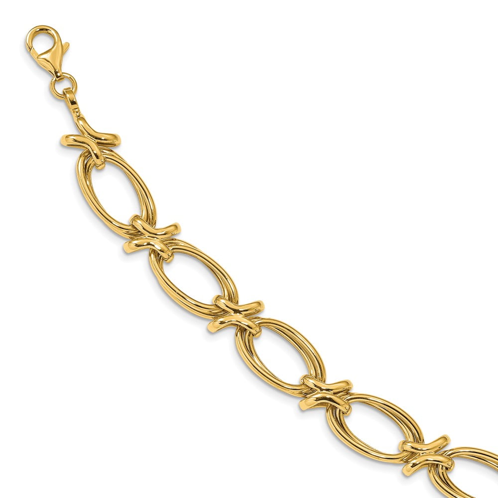 Solid 14k Yellow Gold Unique Link Bracelet - Walmart.com