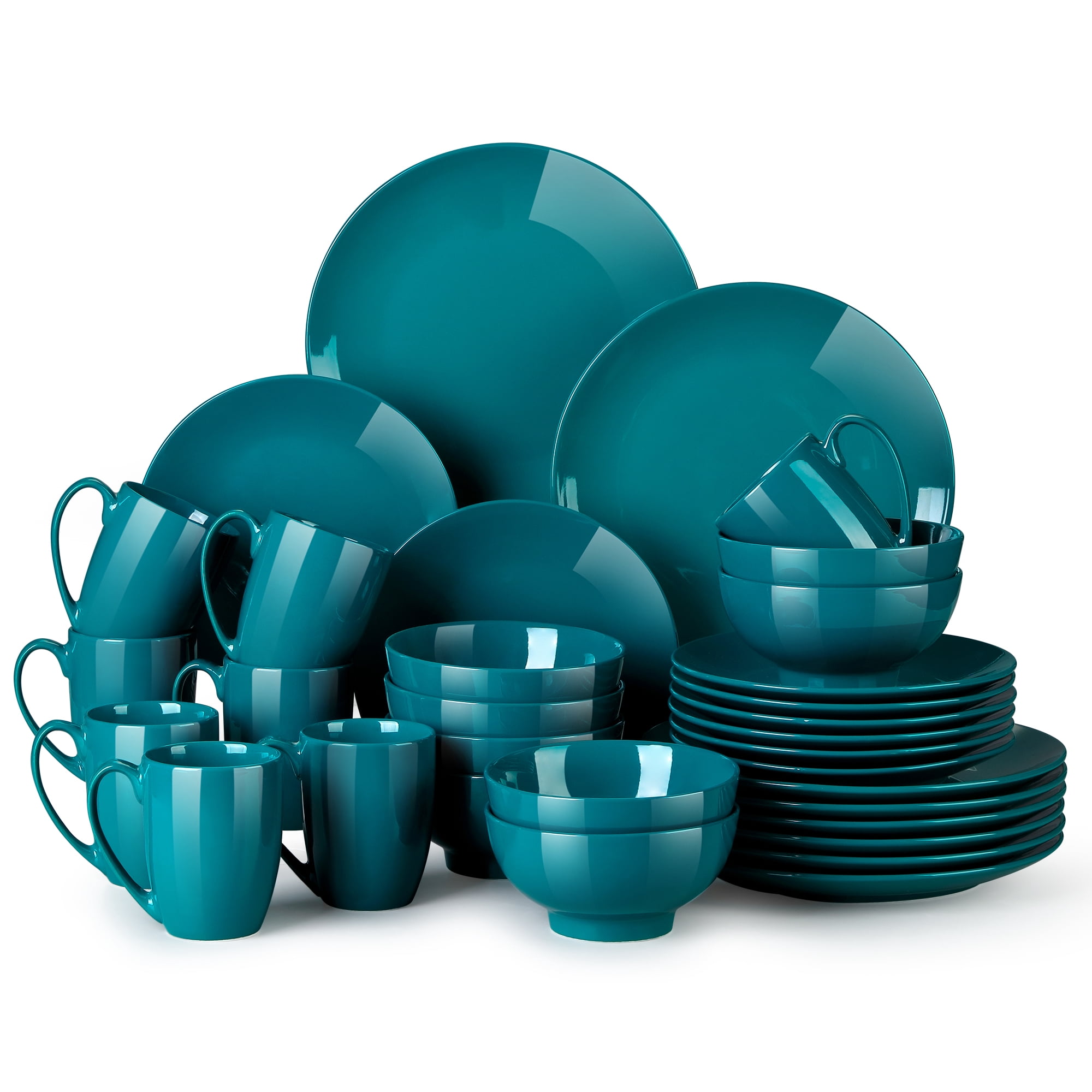 LOVECASA, Series Sweet, 32-Piece Porcelain Dinnerware Set, Dark Green ...