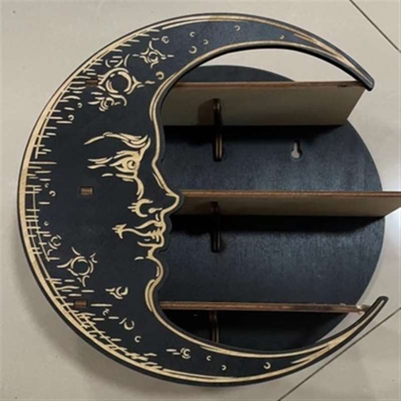 10 Inch Wooden Moon Shelf for Crystal Shelf Display, Floating Crescent ...