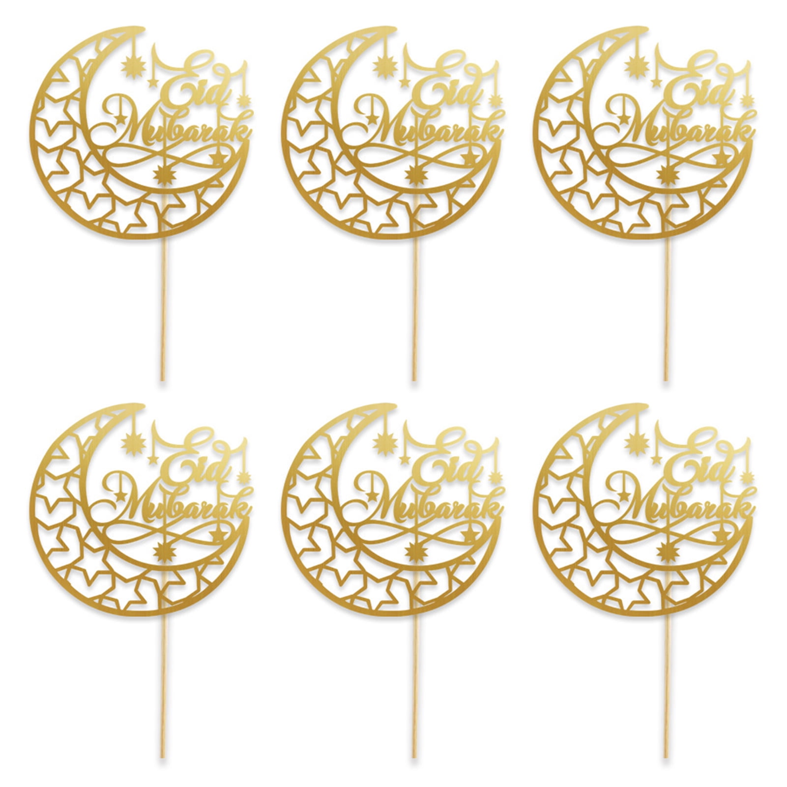 Handmade Delicate Hollowed Moon Glitter Cake Toppers - 6Pcs - No Odor ...