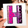 3drose, Pink and Purple Hearts and Dots Grunge Monogram Initial H, 6 ...