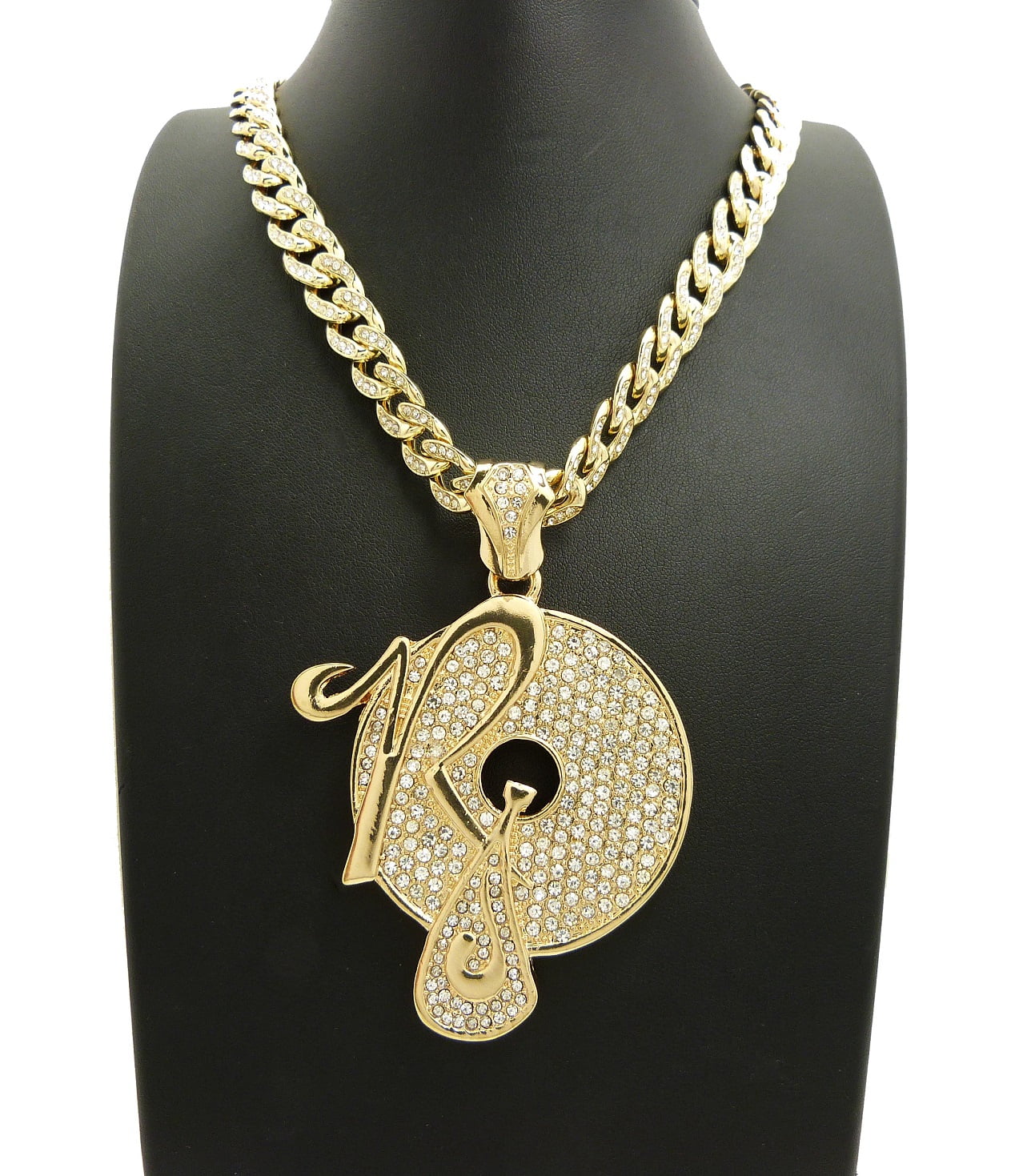 Stone Stud Rocafella Rapper Pendant with 10mm 30" Iced Out Cuban Chain ...