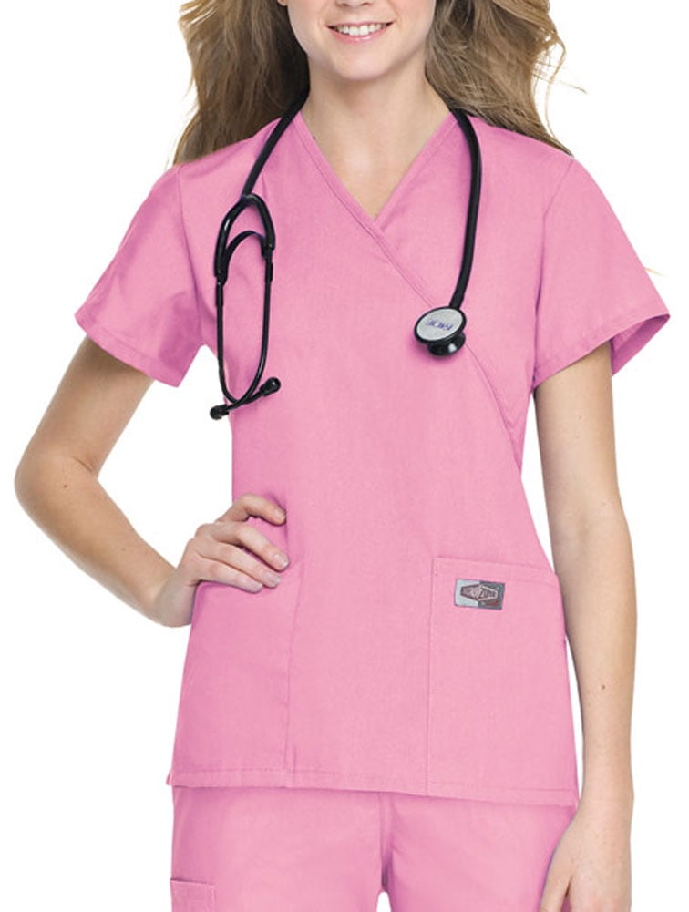 Landau Faux Wrap Tunic Scrub Top - Walmart.com