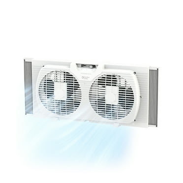 "Holmes 9"" Twin-Blade Digital Window Fan, Dual Exhaust Intake, 3 ...