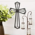 Medallion Open Black 18 Inch Metal Decorative Hanging Wall Cross ...