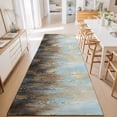 Brown Blue Gradient 2'x6' Runner Rug for Hallway Walkway Kitchen Galley ...