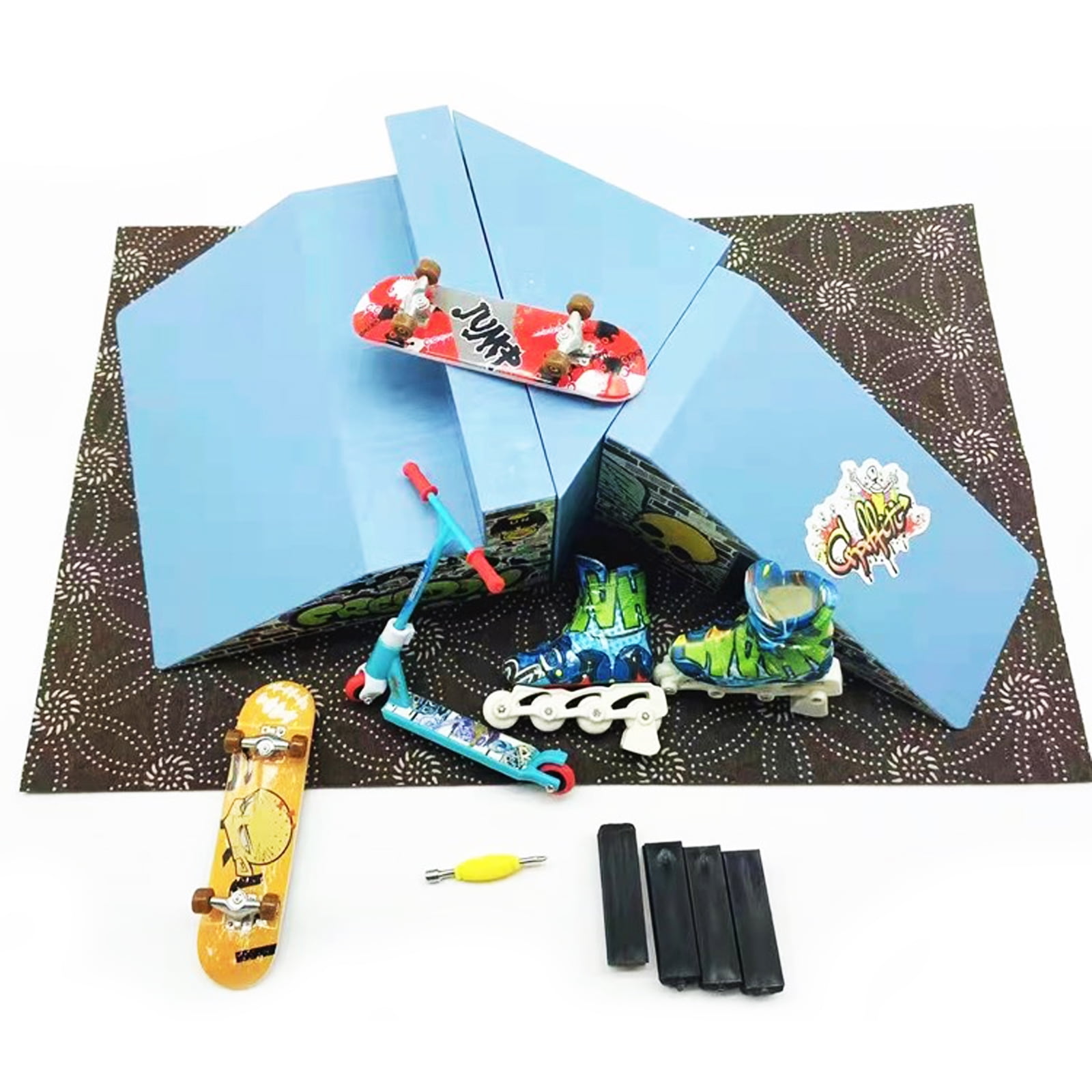 Finger Skateboard Ramp Set,Fingerboard Skate Park Kit with Fingerboard ...