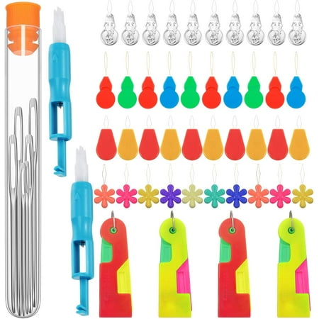 46 Pieces Sewing Machine Needle Threaders and 15 Large-Eye Sewing ...