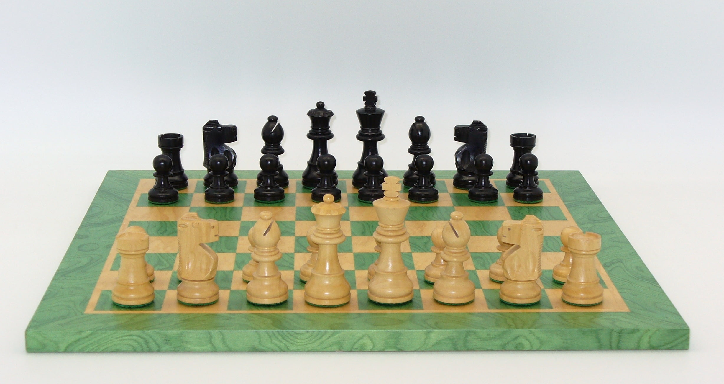 Black French Chessmen on Green & Tan Wood Chess Board - Walmart.com