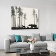 Abstract Canvas Print Wall Art, Forest Walking Bear Family Pine Tree ...