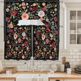 3 Pieces Swag Kitchen Curtains Set, Watercolor Flowers Valance Swag ...