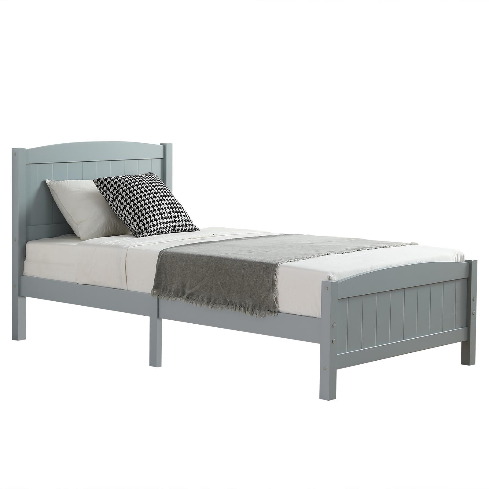 SamyoHome Twin Bed Frame, Twin Wooden Full-Strip-Boarded Bedroom Bed ...