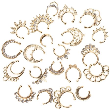 21pcs Illusion Loop Nose Hoop Rings Fake Septum Clicker Non-Piercing ...