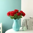 9PCS Artificial Lint Flowers Realistic Roses Bouquet Long Stem for Home ...