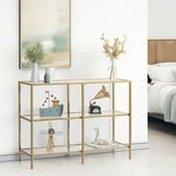 Ktaxon 39.4in Metal Console Table, 3-Tier Shelves, Gold Glass, Modern ...