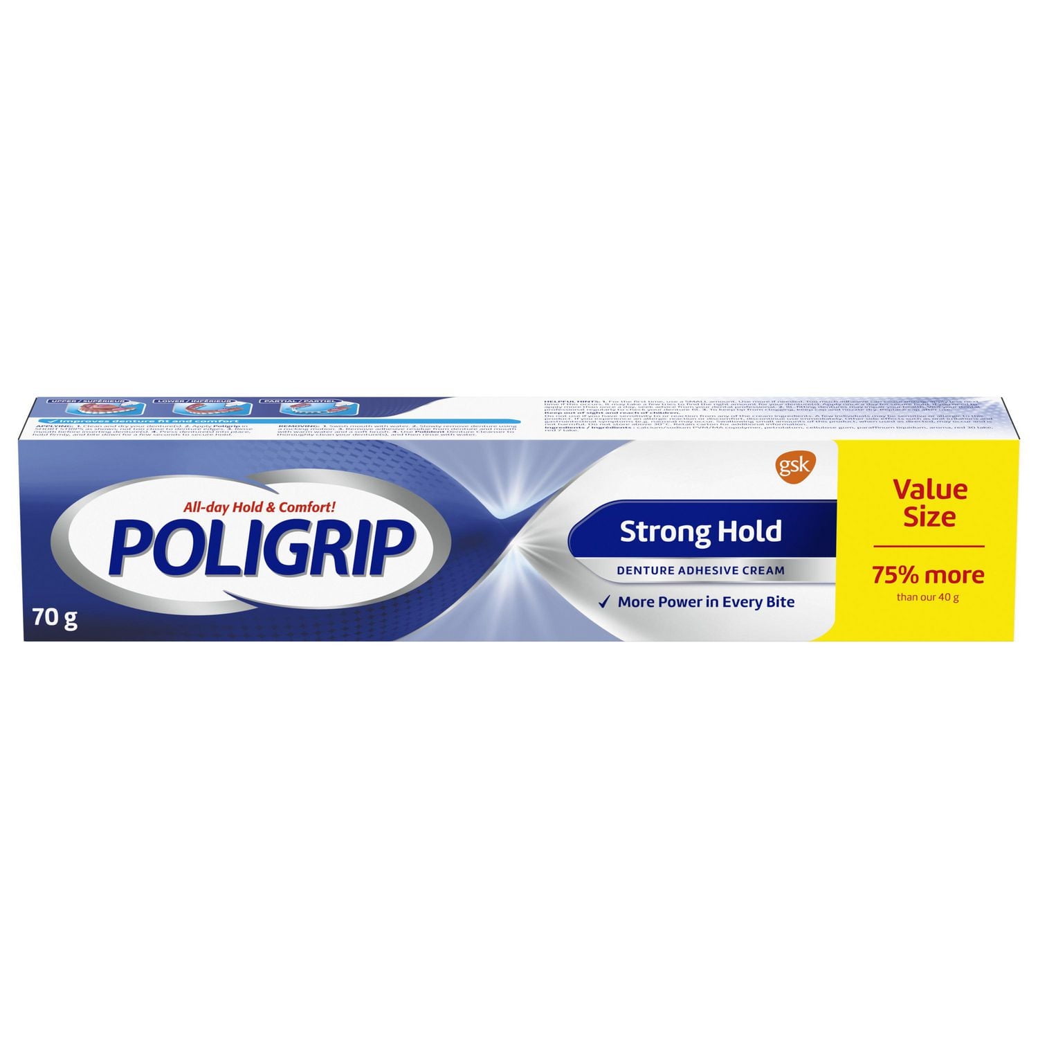 Click here for Poligrip Strong Hold Denture Adhesive Cream 70 G prices