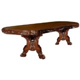 Dresden Dining Table With Two Encarved Pedestal, Cherry Oak - Walmart.com