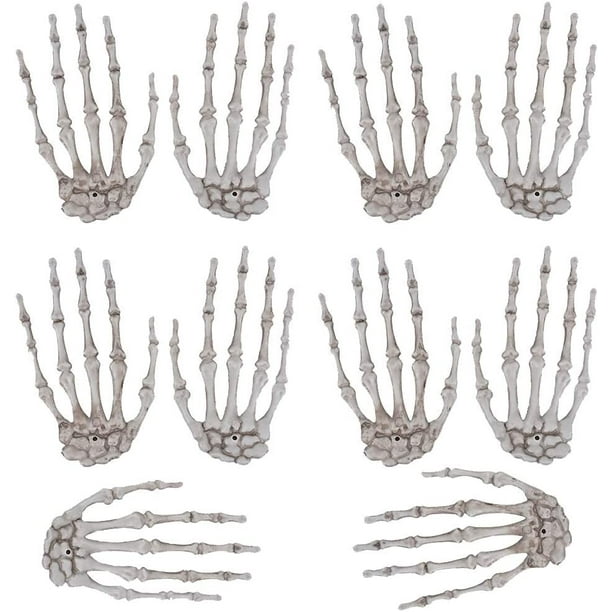 5 Pairs Halloween Skeleton Hands Realistic Plastic Fake Hands for ...