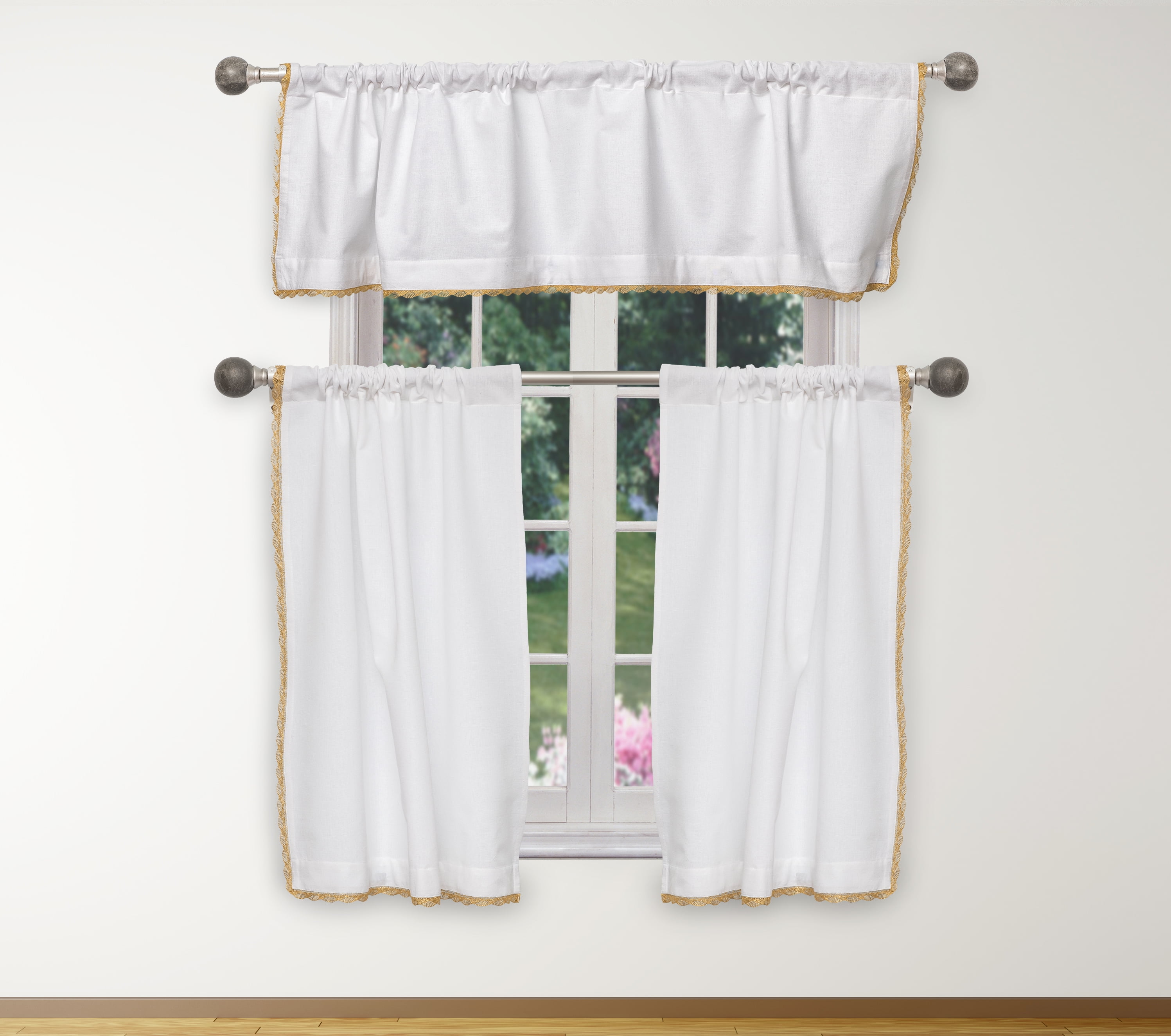 Miriam Solid Kitchen Curtain & Tier Set - Walmart.com