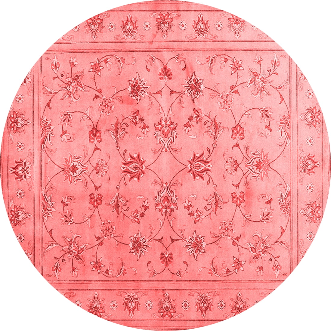 Ahgly Company Indoor Round Abstract Red Contemporary Area Rugs, 8 ...
