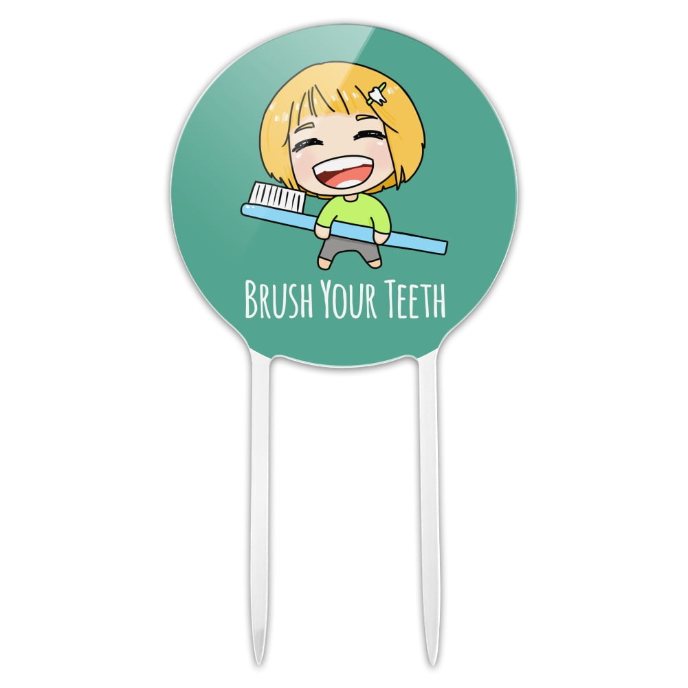 Acrylic Brush Your Teeth Toothbrush Kawaii Chibi Cake Topper Party ...