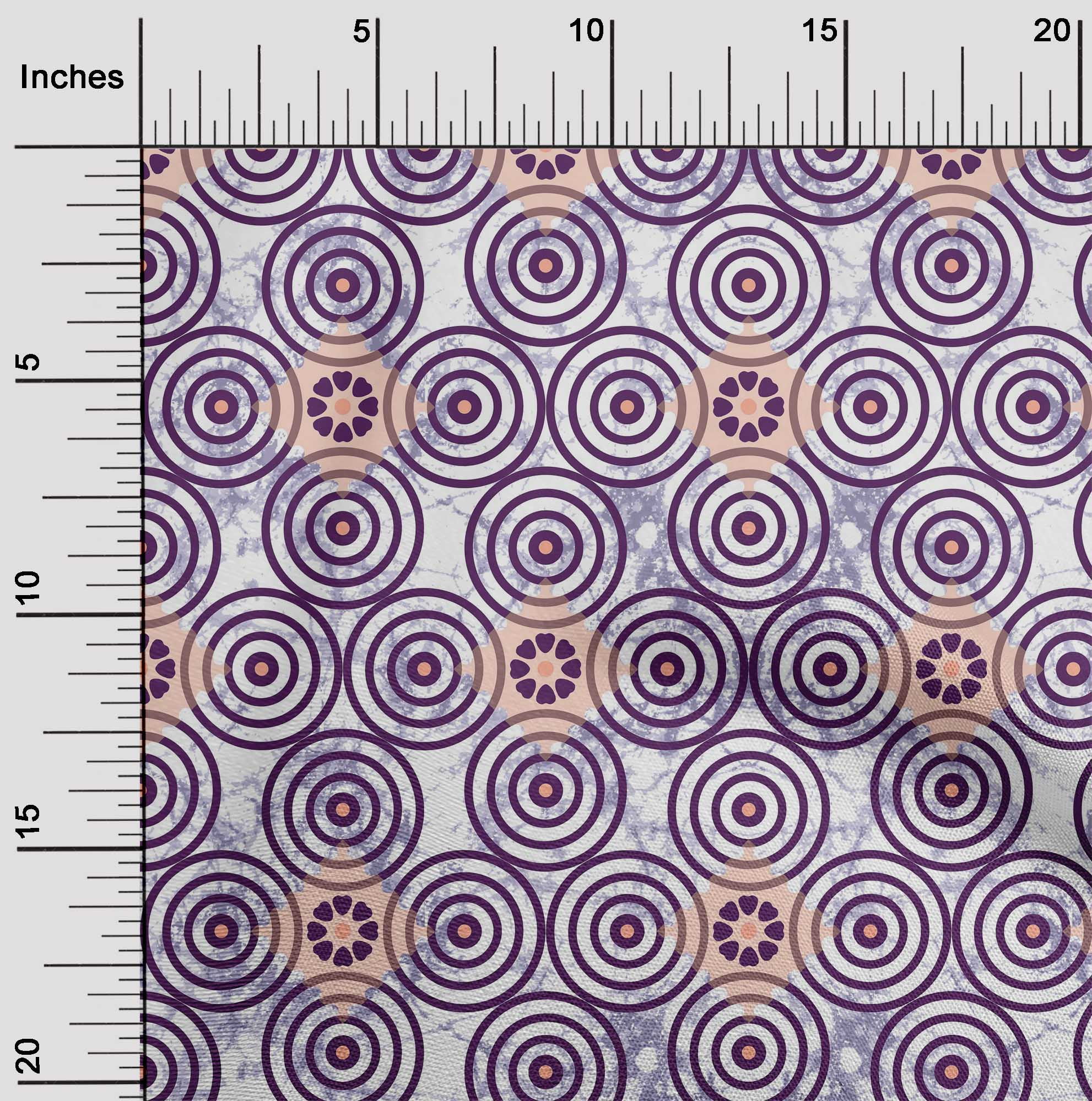 oneOone Viscose Chiffon Purple Fabric Diamond & Circles Geometric ...