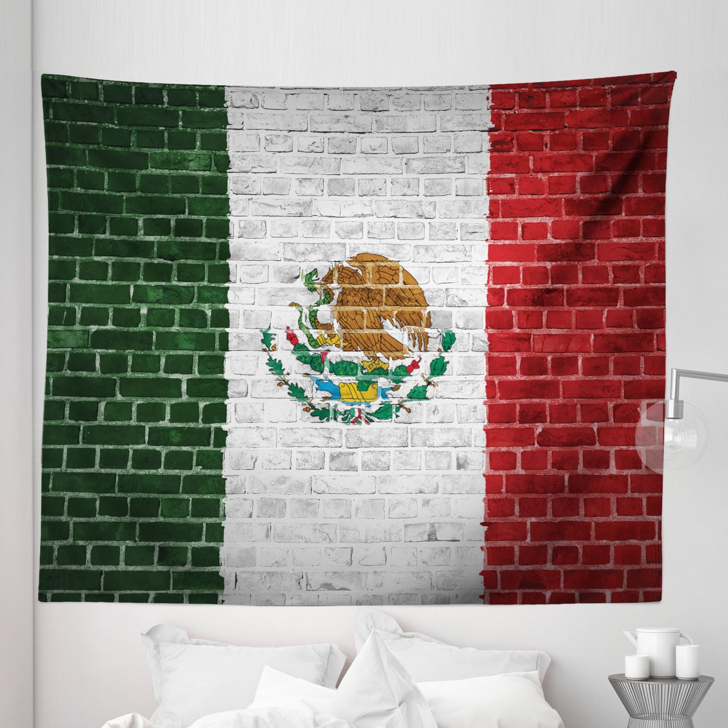 Mexica Tapestry, Latina Country Flag with Brick Wall Effect Background ...