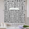 3 Pieces Swag Kitchen Curtains Set, Black Grey Boho Valance Swag ...