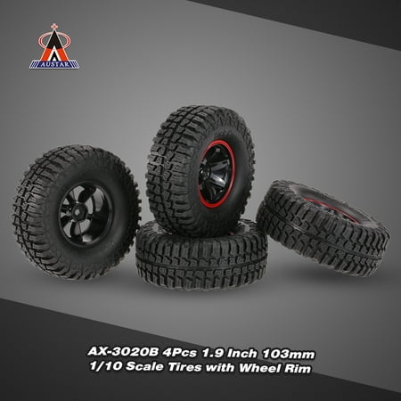 4Pcs AUSTAR AX-3020B 1.9 Inch 103mm 1/10 Scale Tires with Wheel Rim for ...