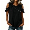 Byworldtasic Women's Cold Shoulder Ruffle Blouse Casual Round Neck ...