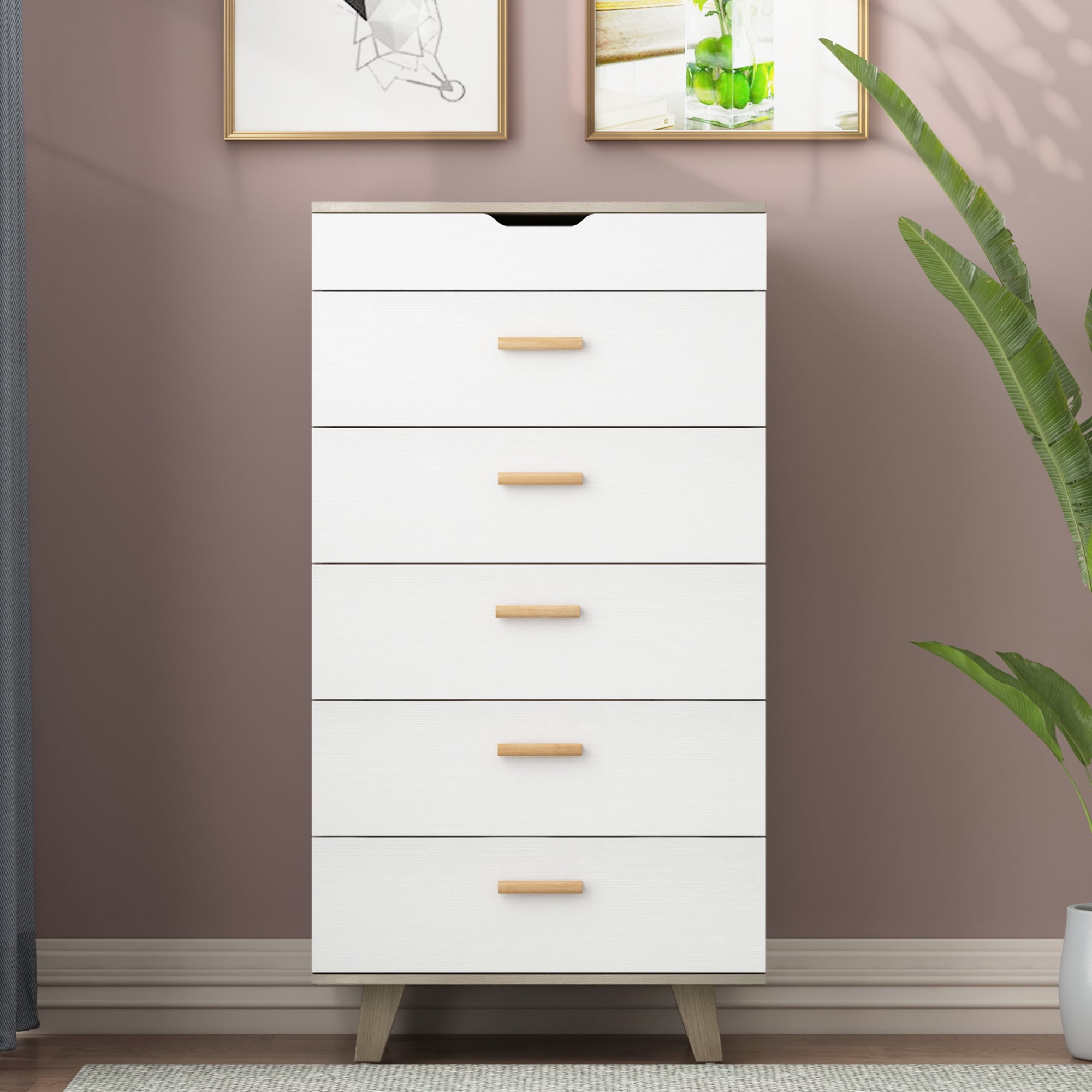 Wood Dresser for Bedroom with 5 Drawers, Chest of Drawers, Bedroom ...