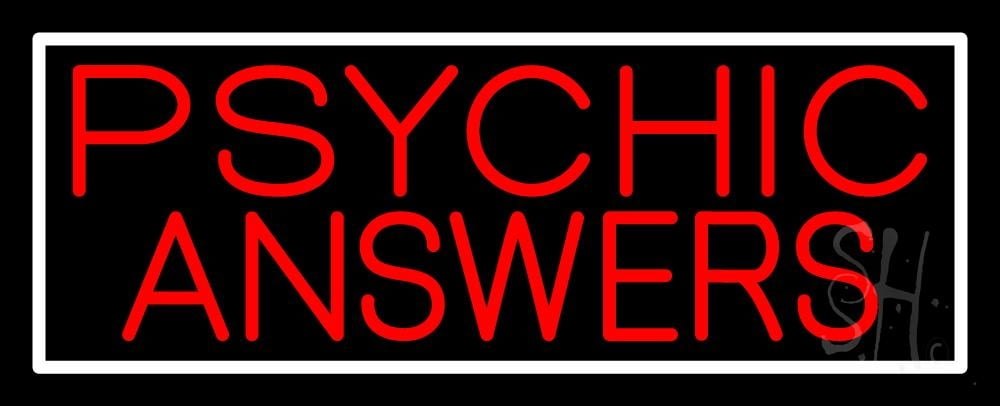 Red Psychic Answers With White Border LED Neon Sign 10" Tall x 24" Wide ...